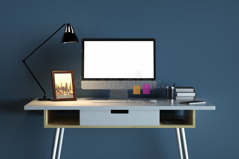 Het Lege Witte Computerscherm Stock Illustratie - Illustration of kader ...