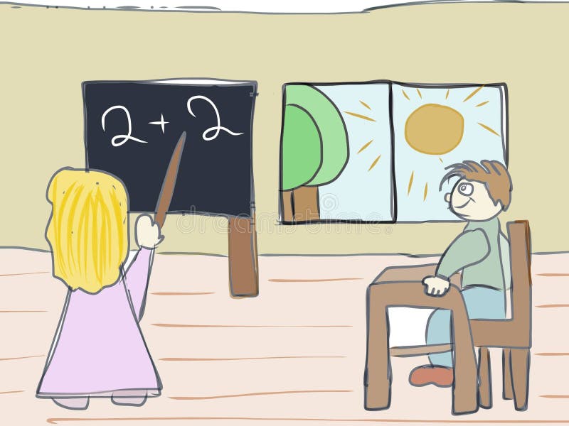 Het Leren in De School Artistieke Tekening Stock Illustratie ...