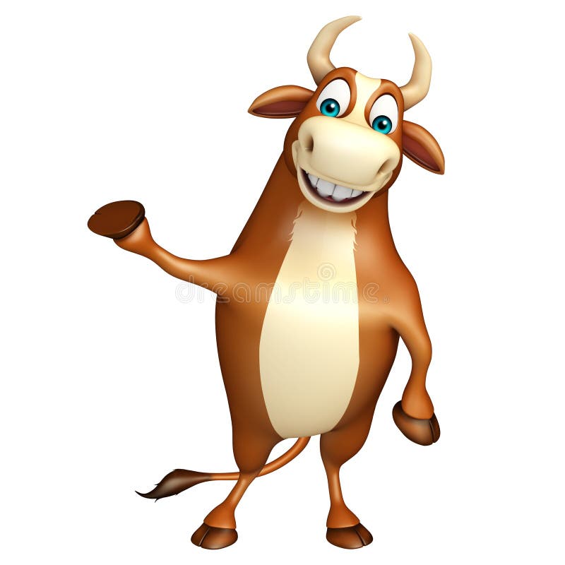 Het Leuke Karakter Van Het Stieren Grappige Beeldverhaal Stock ...