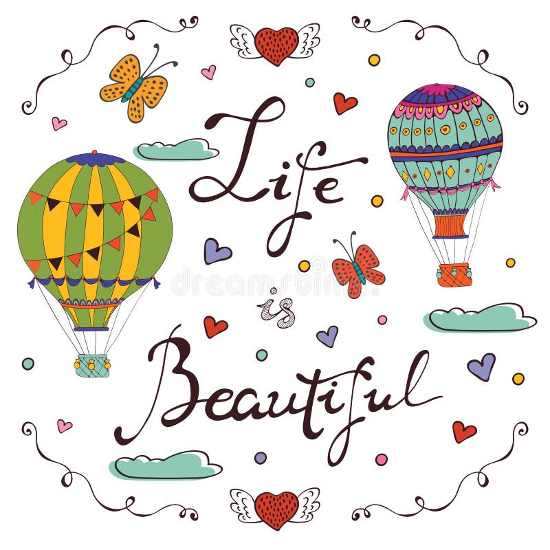 Het leven is mooi vector illustratie. Illustration of hemel - 60564867