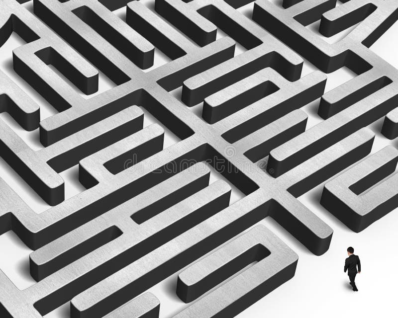 Zakenman Die Op Marmeren Weg Naar Sleutelgatdeur Lopen Met Dood Stock ...