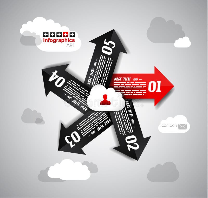Het Malplaatje Van Het Ontwerp Van Infographics Met 5 Pijlen Vector ...
