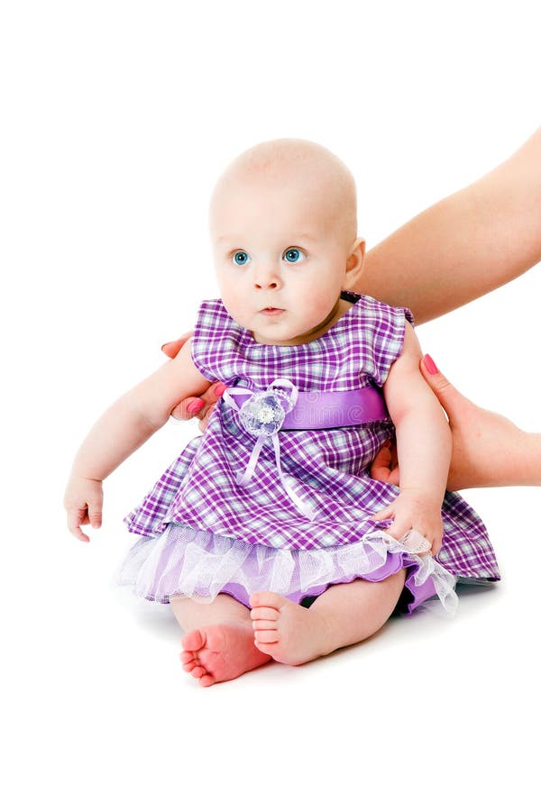 Het Meisje Van De Baby in Mooie Kleding Stock Foto - Image of ...