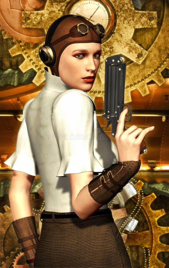 Het meisje van Steampunk stock illustratie. Illustration of raket - 22865873