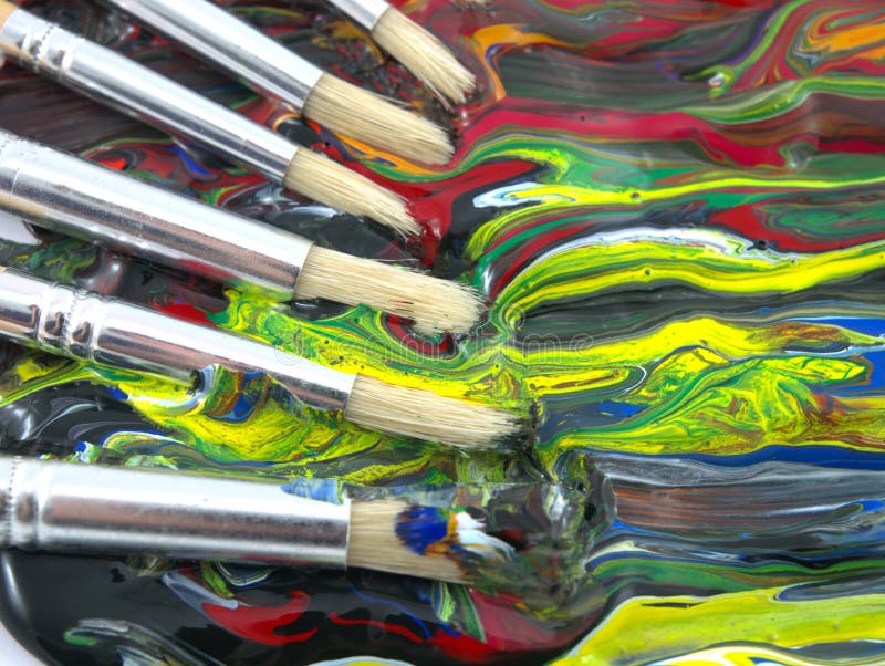Het mengen van verf stock foto. Image of creëer, samenvatting - 12812616