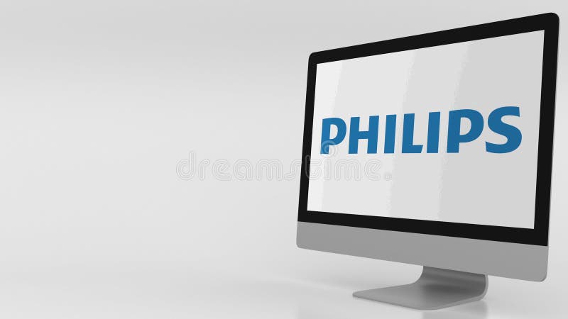 Het Moderne Computerscherm Met Philips-embleem Het Redactie 3D ...