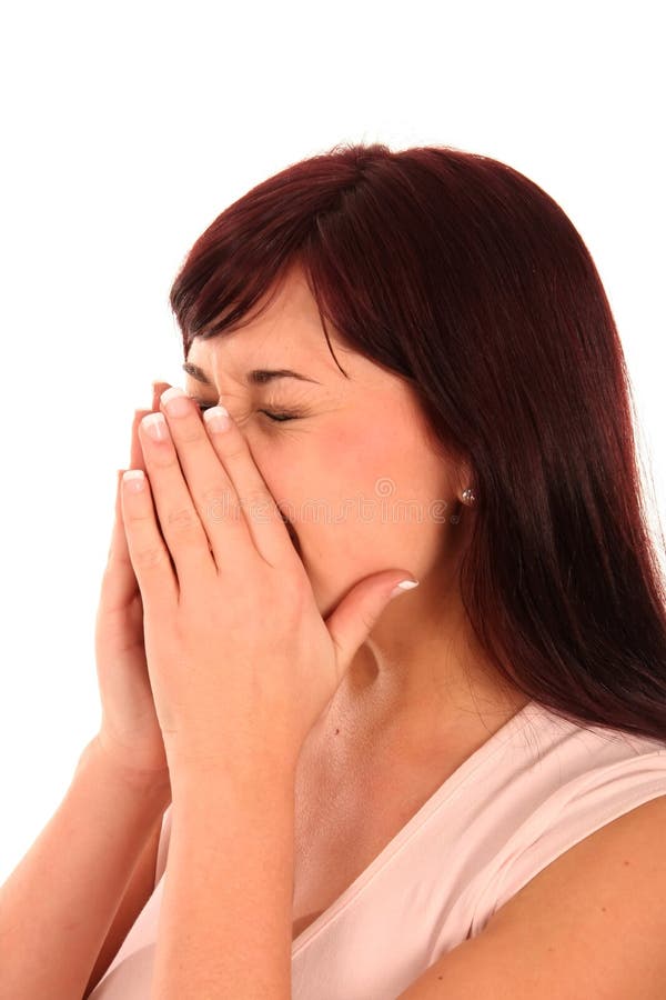Het Mooie Niezen Van De Vrouw Stock Foto - Image of blazen, allergisch ...