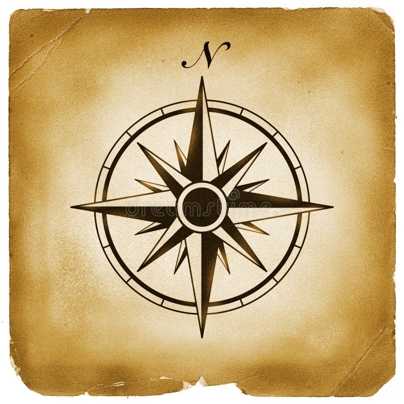 Het Noorden Van Het Kompas Op Oud Document Stock Illustratie ...