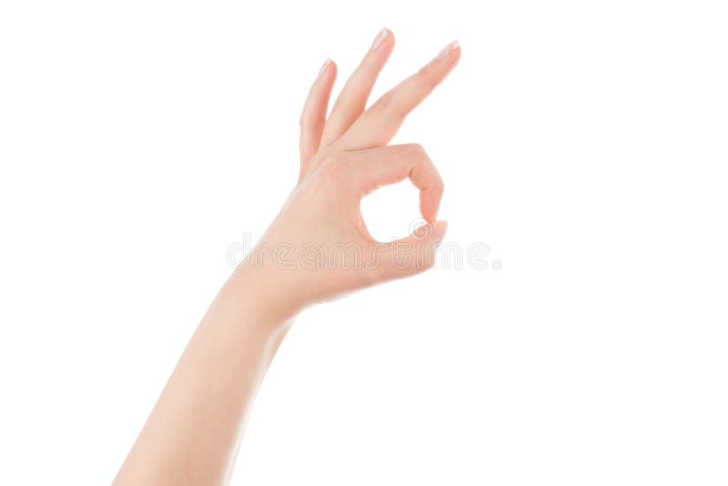 Het O.k. Teken Van De Vrouwenhand. Stock Afbeelding - Image of manicuur ...