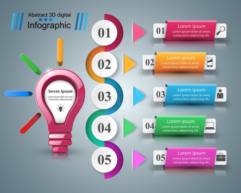 Het Ontwerp Van Infographic Bol, Licht Pictogram Vector Illustratie ...