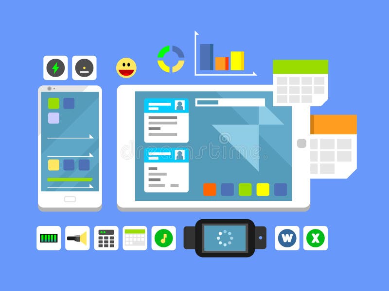 Het Ontwikkelen Van Mobiele App En Een Lay-out Vector Illustratie ...