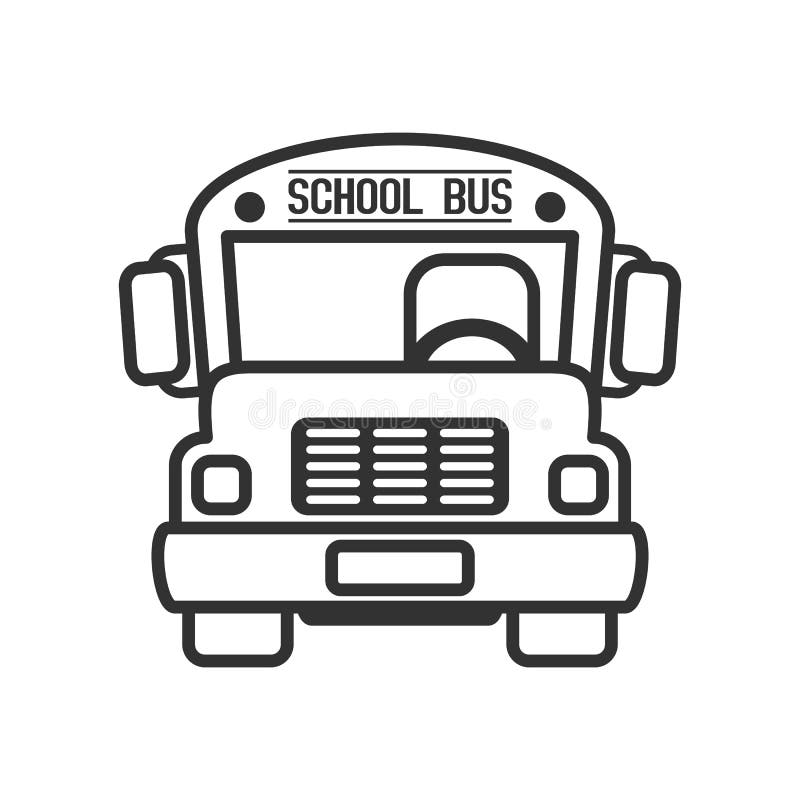 Het Overzichts Vlak Pictogram Van De Schoolbus Op Wit Vector ...