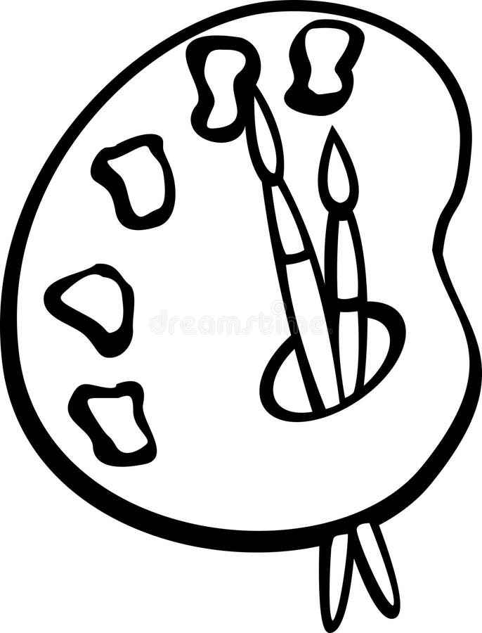 Zwart Wit Verfpalet Clipart Vektor Schwarz Weiß Illustration, Rahmen.