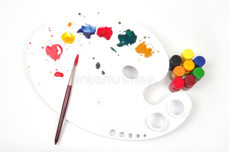 Het palet van de verf stock afbeelding. Image of borstel - 9770961