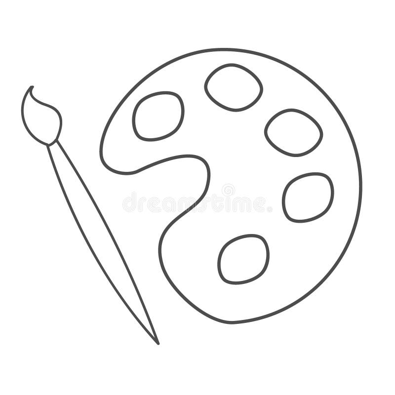 Verfpalet En De Lijn Art Vector Illustration Clip Art Van De ...