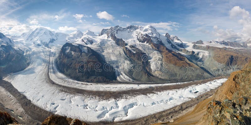 Het Panorama Van De Gletsjer, Zwitserland Stock Afbeelding - Image of ...