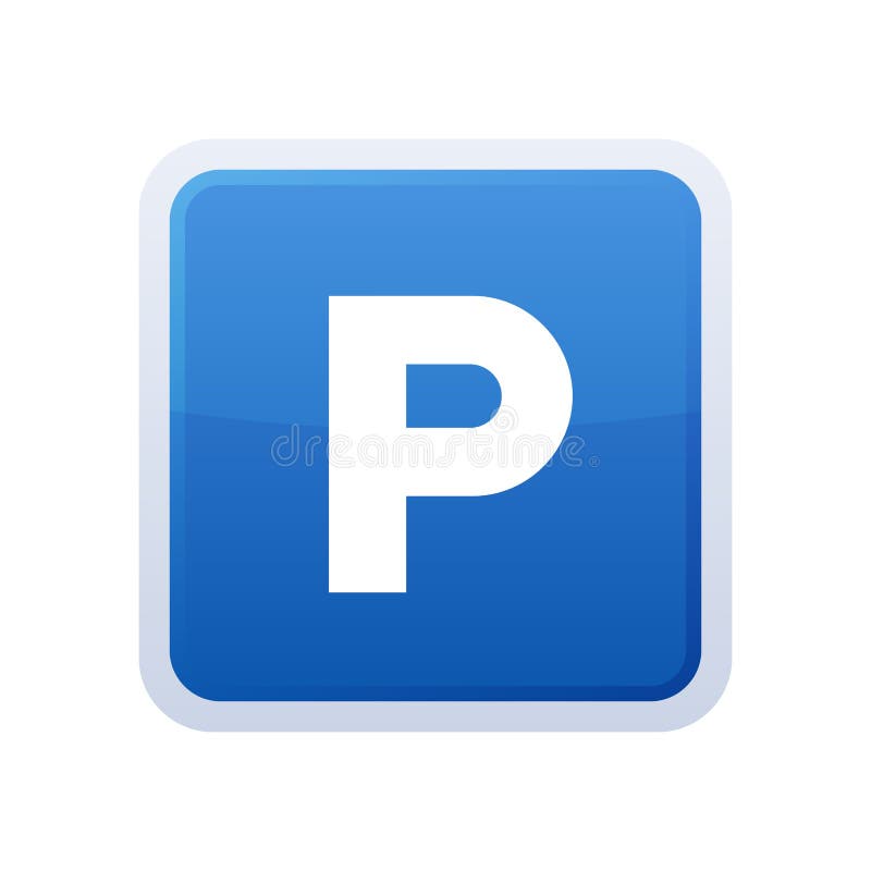Het Parkeren Van Blauw Glanzend Teken Op Witte Achtergrond Vector ...