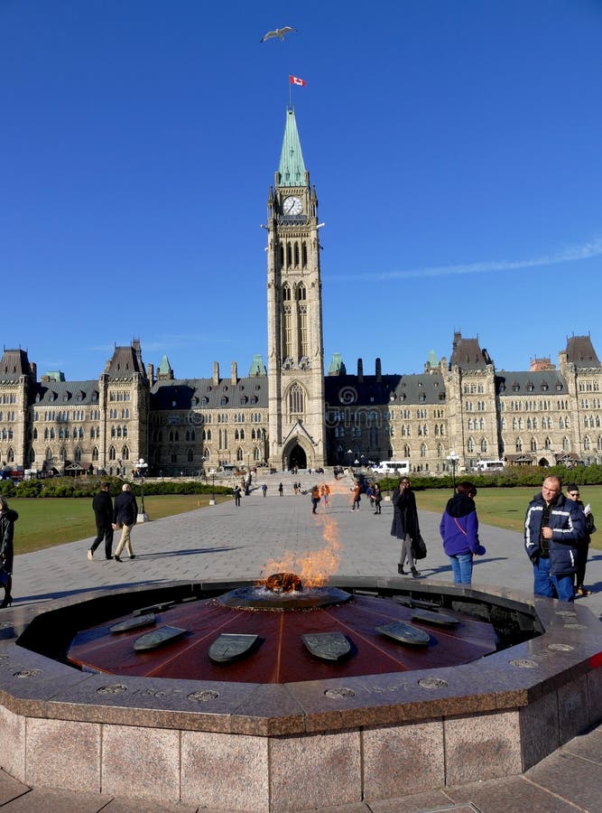 Het Parlement Van Canada Op Het Parlement Heuvel in Ottawa Redactionele ...