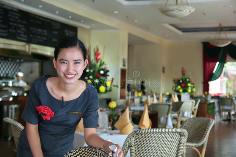 Het Personeel Van Het Restaurant Op Het Werk Stock Afbeelding - Image ...