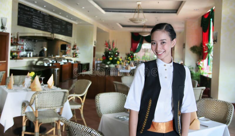 Het Personeel Van Het Restaurant Op Het Werk Stock Afbeelding - Image ...