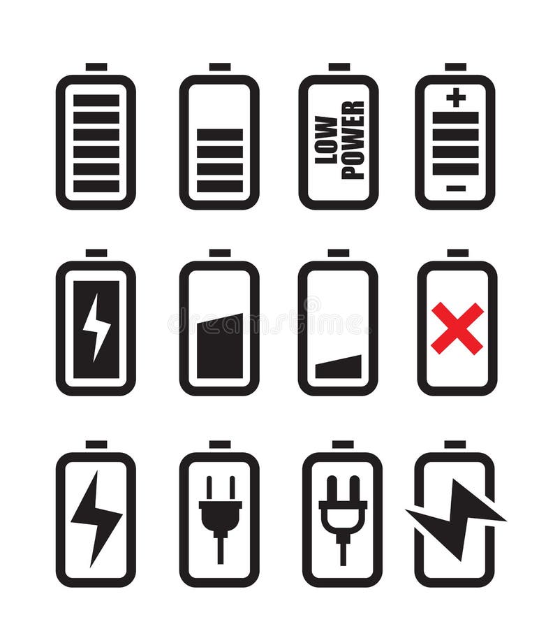 Het Pictogram Van De Batterij Vector Illustratie - Illustration of ...