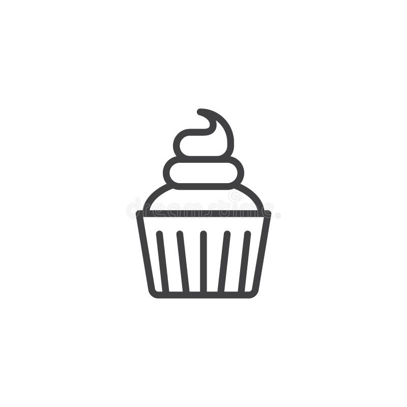 Het Pictogram Van De Room Cupcake Lijn Vector Illustratie ...