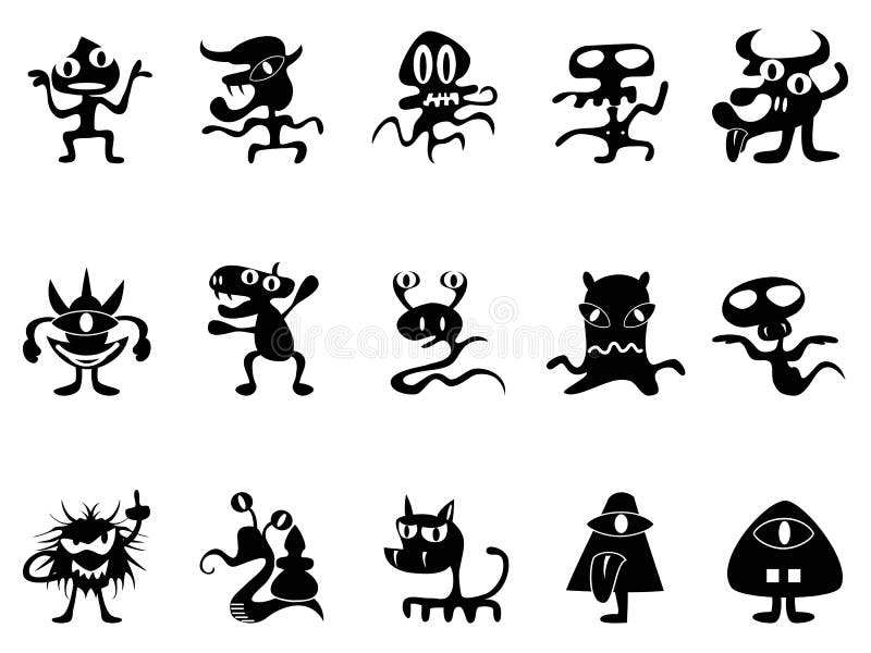 De Silhouetten Van Monsters Vector Illustratie - Illustration of ...