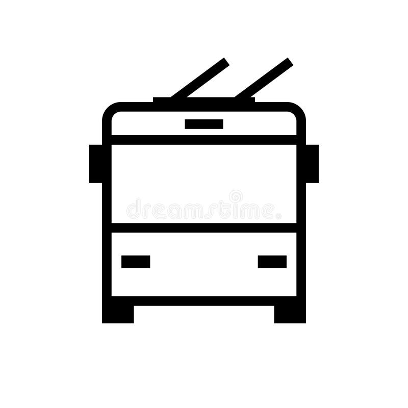 Trolleybus Front View Vector Line Icon, Illustratie Op Een Donkerblauwe ... Trolleybus Front View Vector Line Icon, Illustratie Op Een Donkerblauwe ...