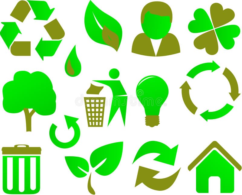 Het Pictogram Vastgestelde Groen Van Eco Vector Illustratie ...