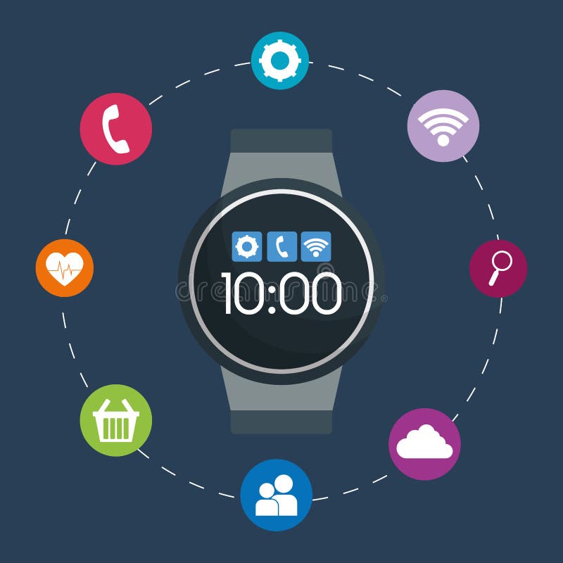 Het Pictogrambeeld Van De Smartwatch Wearable Technologie Stock ...