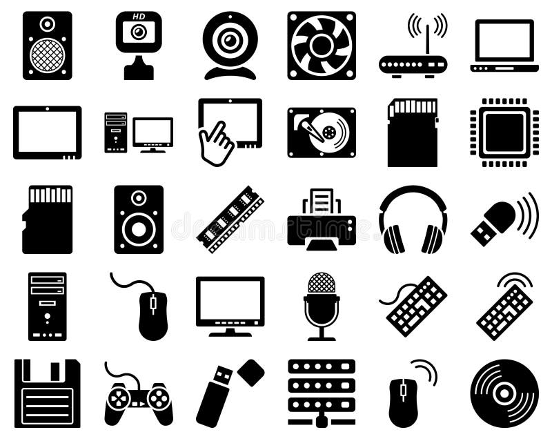 Het Pictogramreeks Van De Computerhardware Vector Illustratie ...