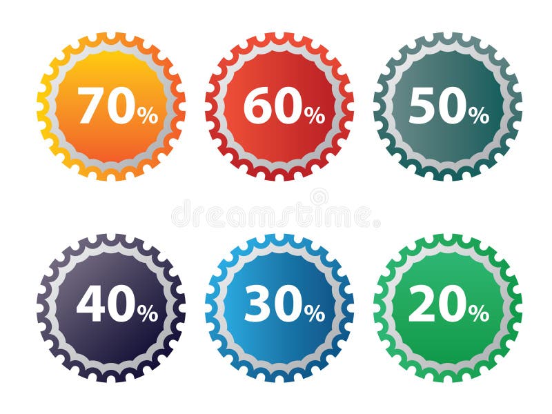 Het Pictogramreeks Van De Korting Vector Illustratie - Illustration of ...