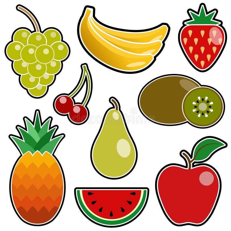 Het Pictogramreeks Van Het Fruit Vector Illustratie - Illustration of ...