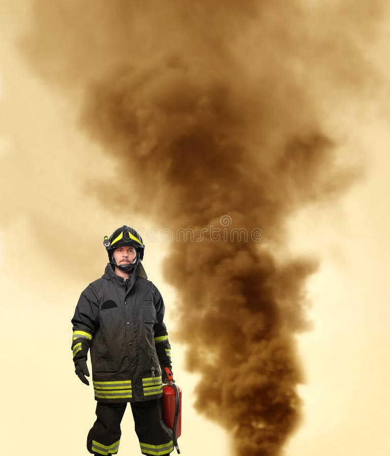 Het Portret Van De Brandweerman Stock Afbeelding - Image of held, moed ...