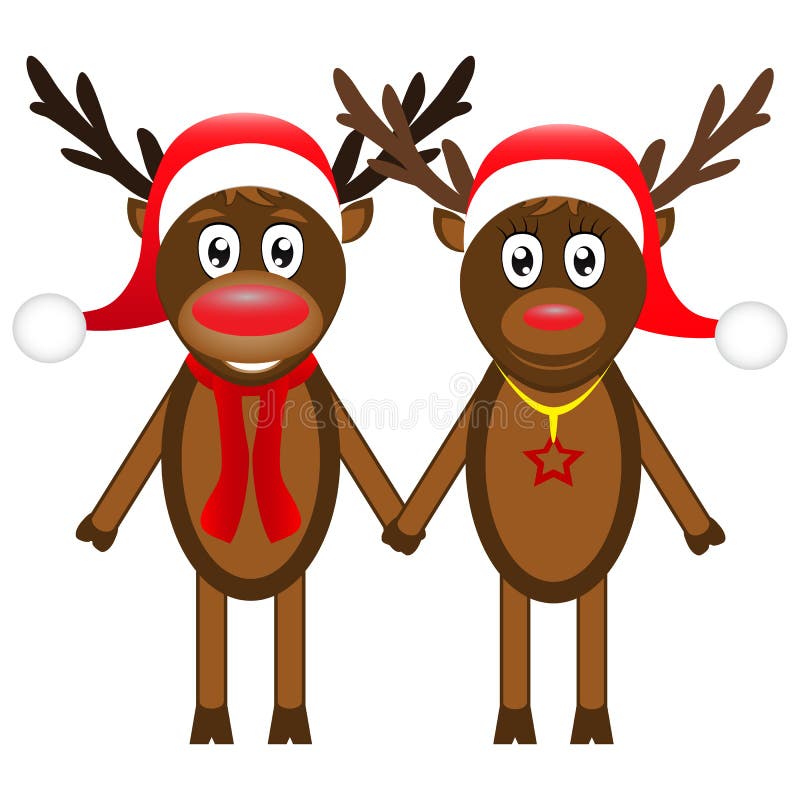 Het Rendier En De Kerstman Van Kerstmis Vector Illustratie ...