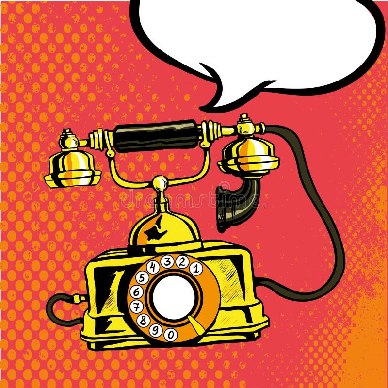 Het Retro Telefoon Bellen Vectorillustratie in Grappige Pop-artstijl ...