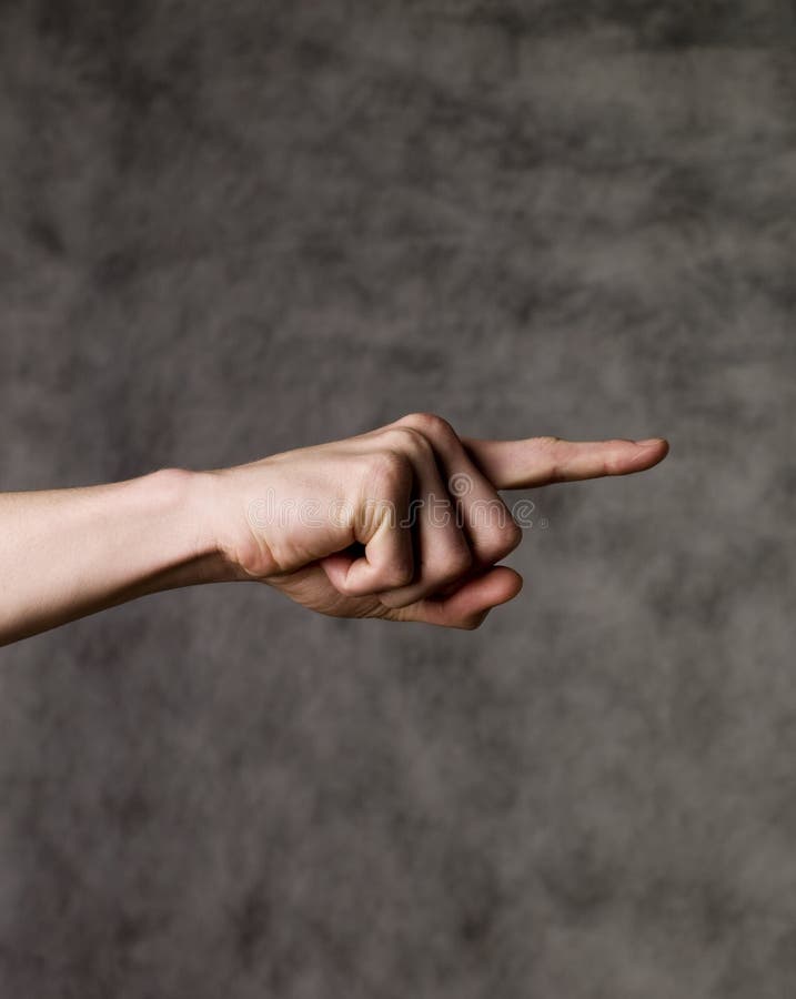 Het richten van vinger stock foto. Image of teken, grijs - 9319676