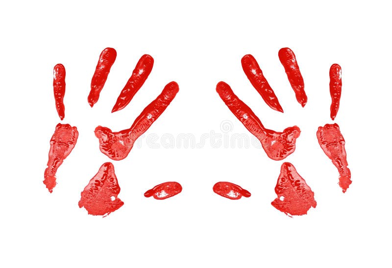 Het Rode Af:drukken Van De Hand Stock Afbeelding - Image of geïsoleerd ...