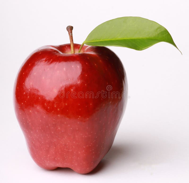 Het Rode Fruit Van De Appel Met Blad Stock Foto - Image of drank, appel ...