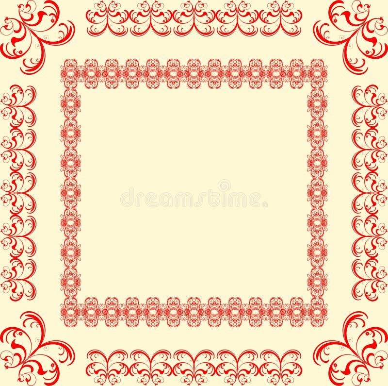 Het rood doorbladert kader vector illustratie. Illustration of nave ...
