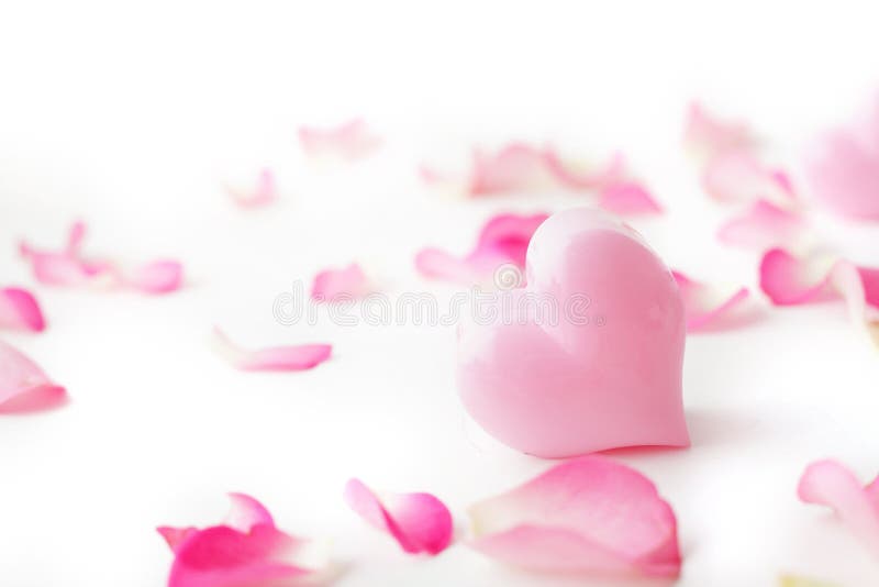 Het Roze Hart En Nam Bloemblaadjes Toe Stock Foto - Image of bloem ...