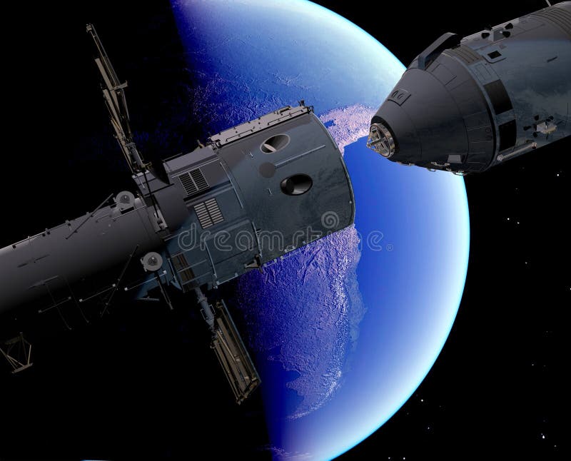 Interplanetaire Ruimteschip Lossend Op Een Woestijnplaneet Stock ...