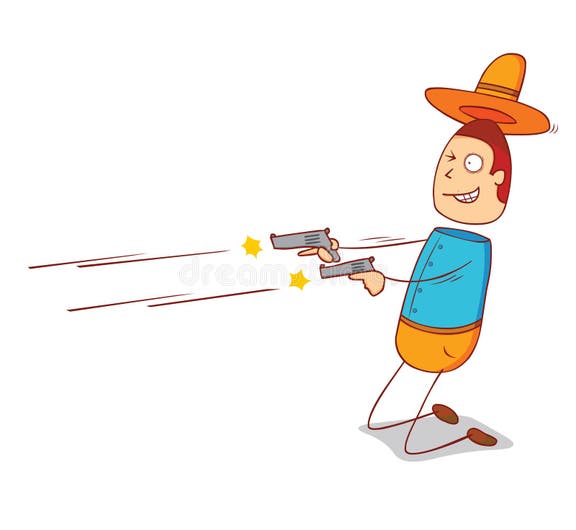 Het schieten van cowboy vector illustratie. Illustration of macht ...