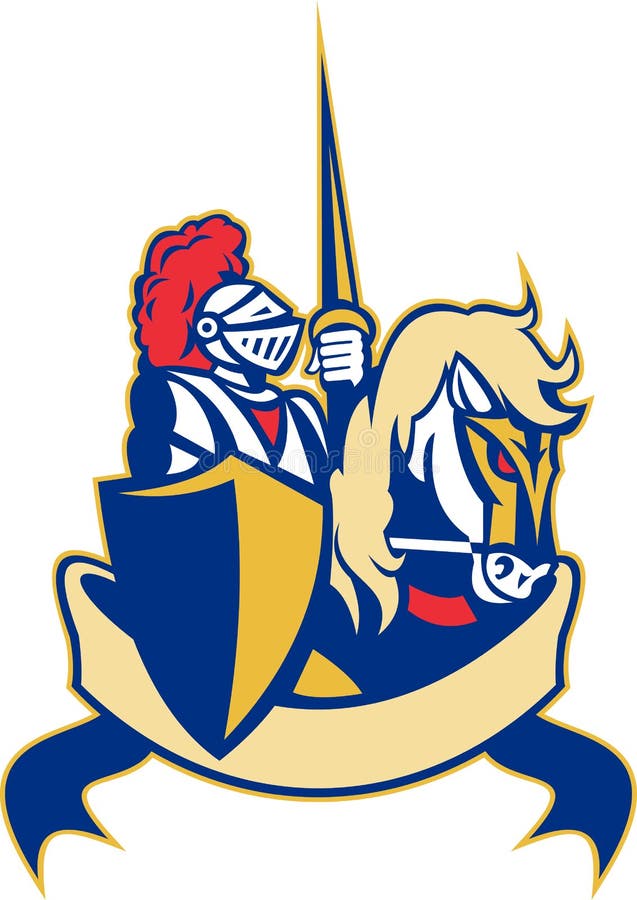 Het Schild Van De Het Paardlans Van De Ridder Stock Illustratie ...
