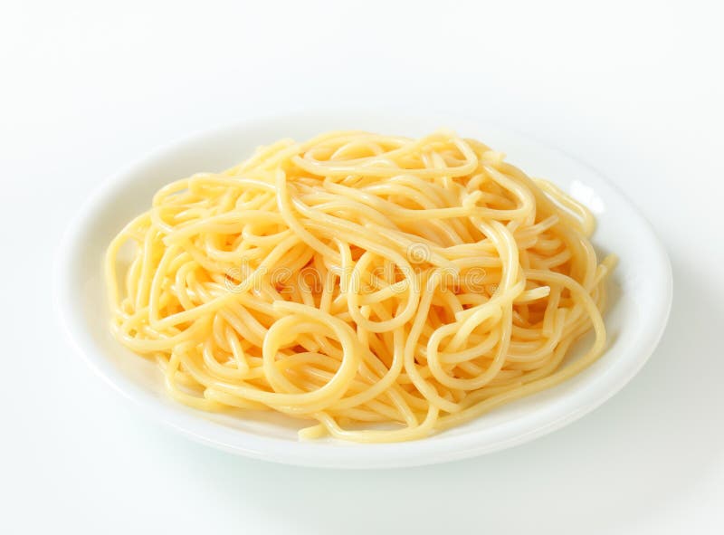 Gekookte Spaghetti Met Gebraden Reepjes Van Vlees Stock Foto - Image of ...