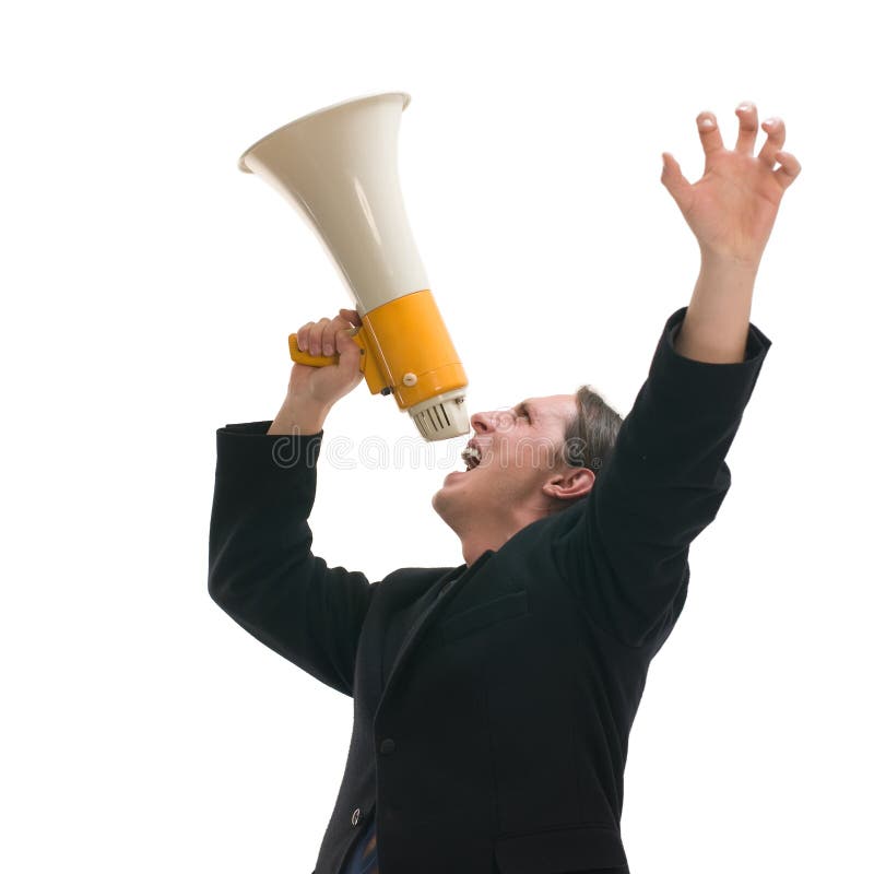 Schreeuwen Door Een Megafoon Stock Afbeelding - Image of begrip ...