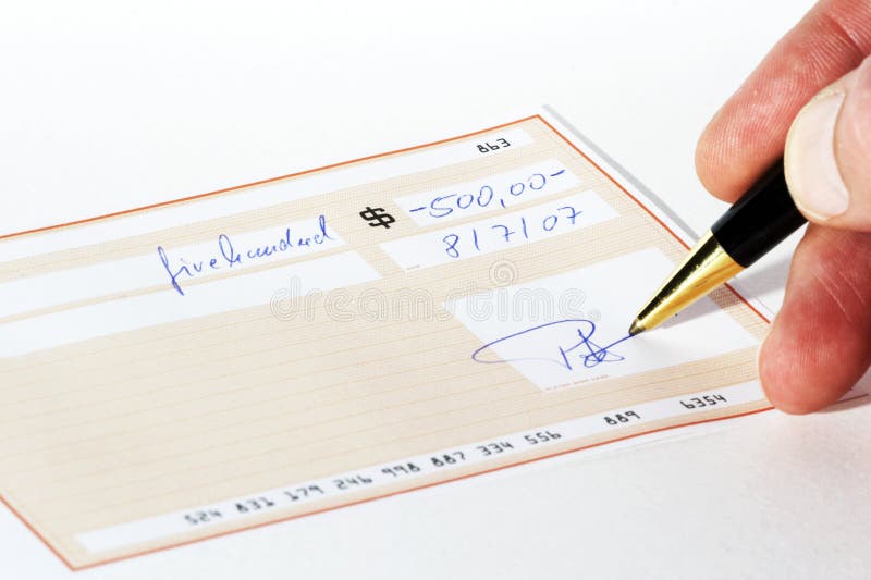 Het Schrijven Van Een Cheque Stock Foto - Image of cijfer, vinger: 1761422