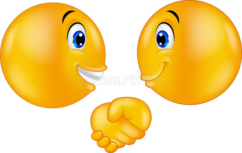 Het Schudden Van Beeldverhaalemoticons Handen Vector Illustratie ...