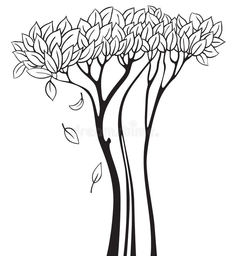 Continue Lijntekening Van De Boom Geïsoleerde Schets Van Het Concept ...