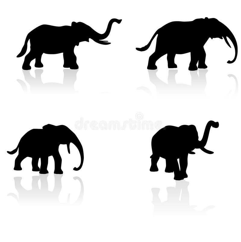 Het Silhouet Vectorreeks Van De Olifant Vector Illustratie ...